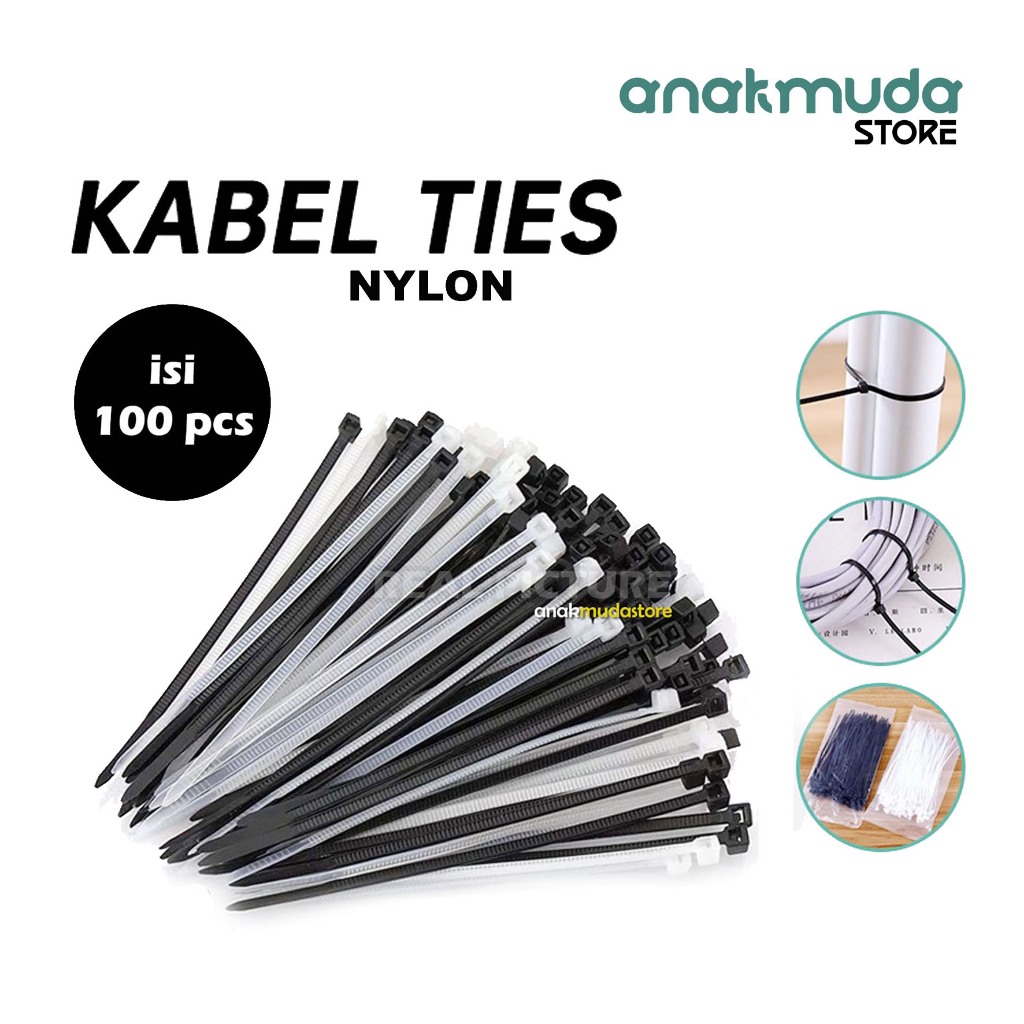 Jual (KBT3) ISI 100 pcs Tali Kabel Tis Ties 100mm Universal Pengikat ...