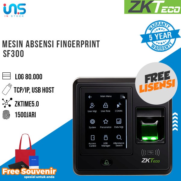 Jual Mesin Absensi Fingerprint Dan Akses Kontrol ZKTECO SF300 GARANSI RESMI | Shopee Indonesia