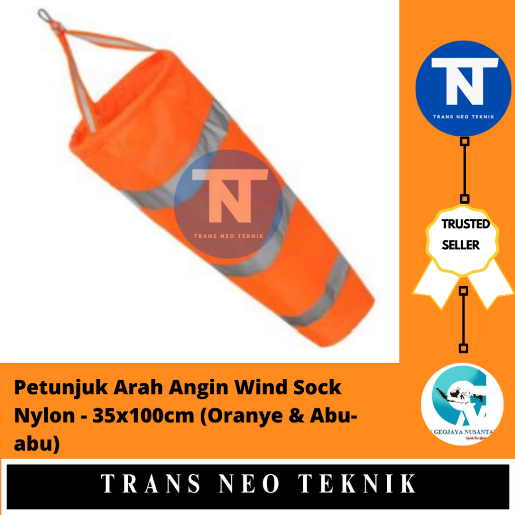 Jual Petunjuk Arah Angin Wind Sock Nylon - 35x100cm (Oranye & Abu-abu ...