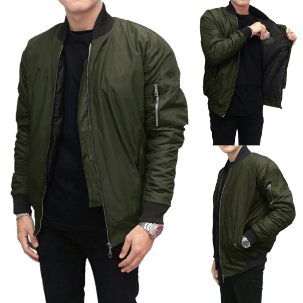 Jual Jaket Bomber Pria Simple Keren Size M L XL XXL | Shopee Indonesia