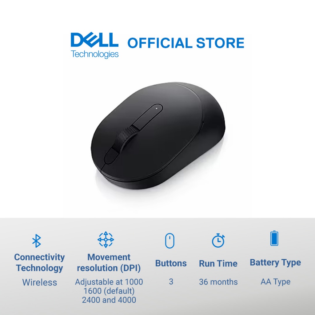 Jual Dell Mobile Wireless-Bluetooth Mouse MS3320W - Black | Shopee ...
