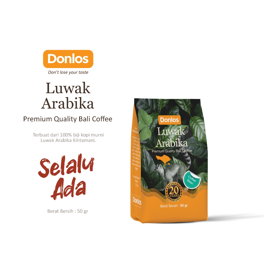 Jual Donlos Luwak Arabica Bali Coffee Bean 50 gram | Shopee Indonesia
