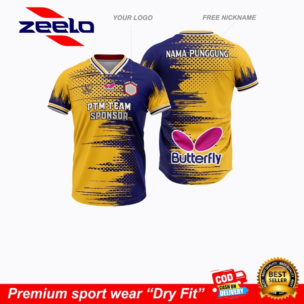 Jual jersey PING-PONG / TENIS MEJA costum YELLOW SMASH free namset logo ...
