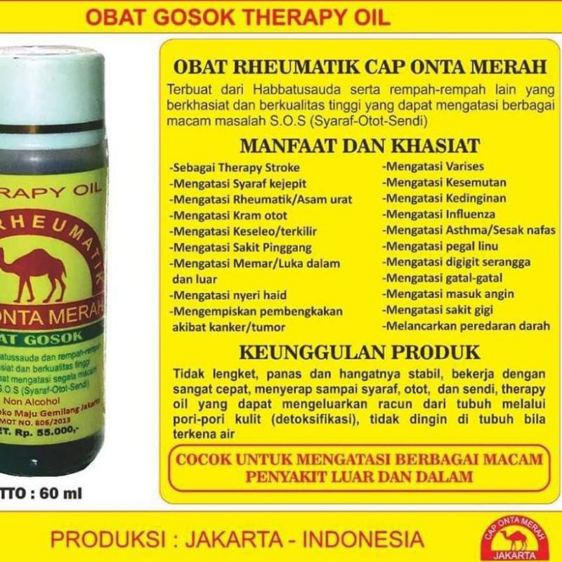 Jual Minyak Gosok Cap Unta Merah - Obat Rematik Pegal Linu Dan Saraf ...