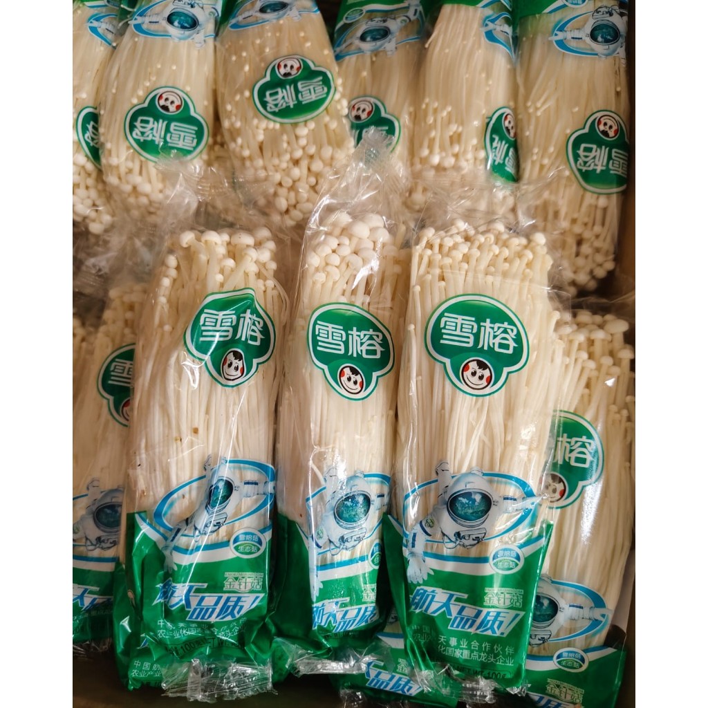 Jual JAMUR ENOKI 100 GRAM (enoki mushroom / tiram grill suki bakar ...