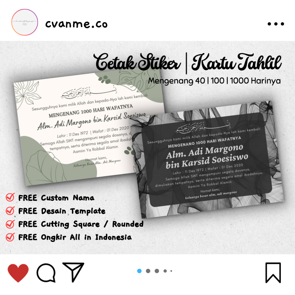 Jual Cetak Kartu | Stiker Mengenang 40 | 100 | 1000 Hari Wafatnya ... Jual Cetak Kartu | Stiker Mengenang 40 | 100 | 1000 Hari Wafatnya ...