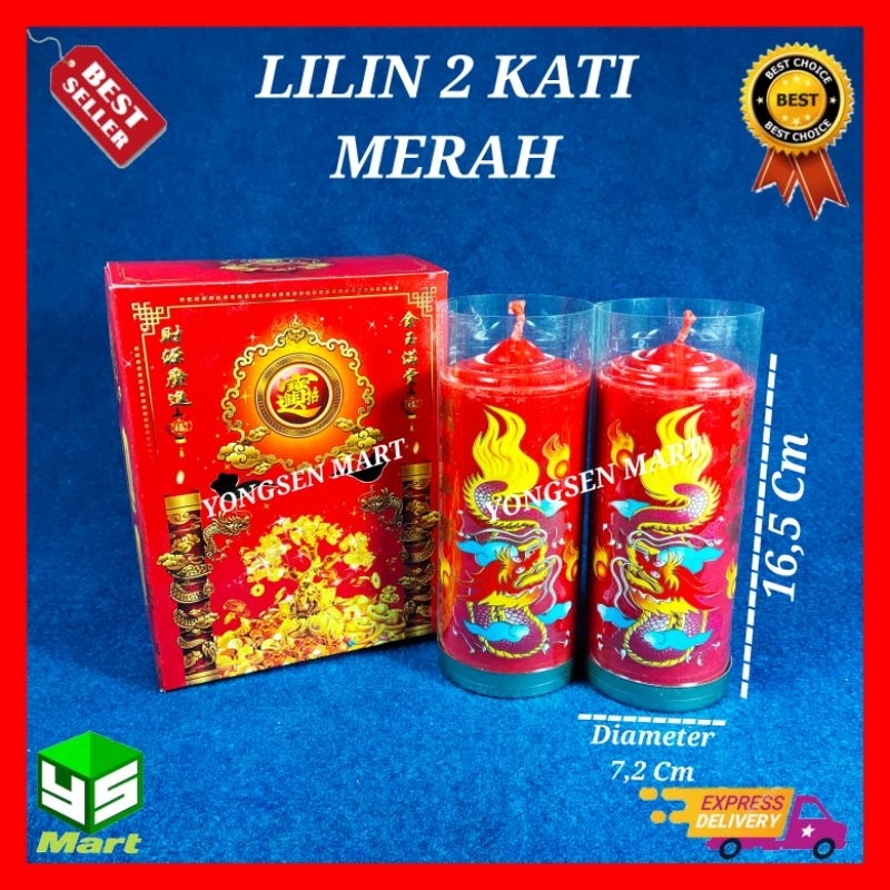 Jual Lilin merah jumbo polos / lilin ibadah sembahyang 2 kati 2pcs ...