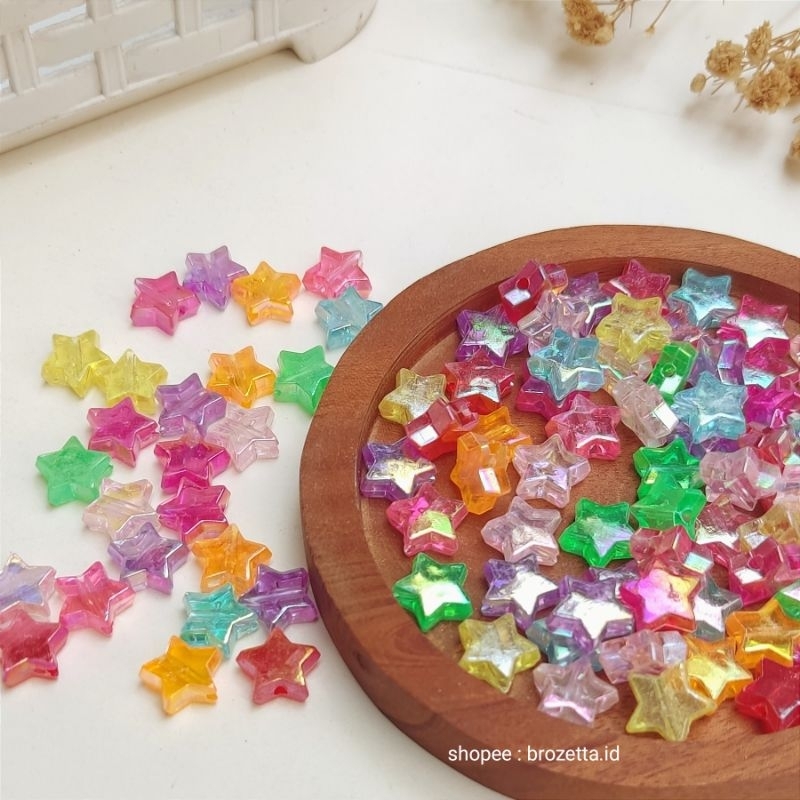 Jual 100pcs 25gram manik mote bintang bening warna pelangi untuk ...