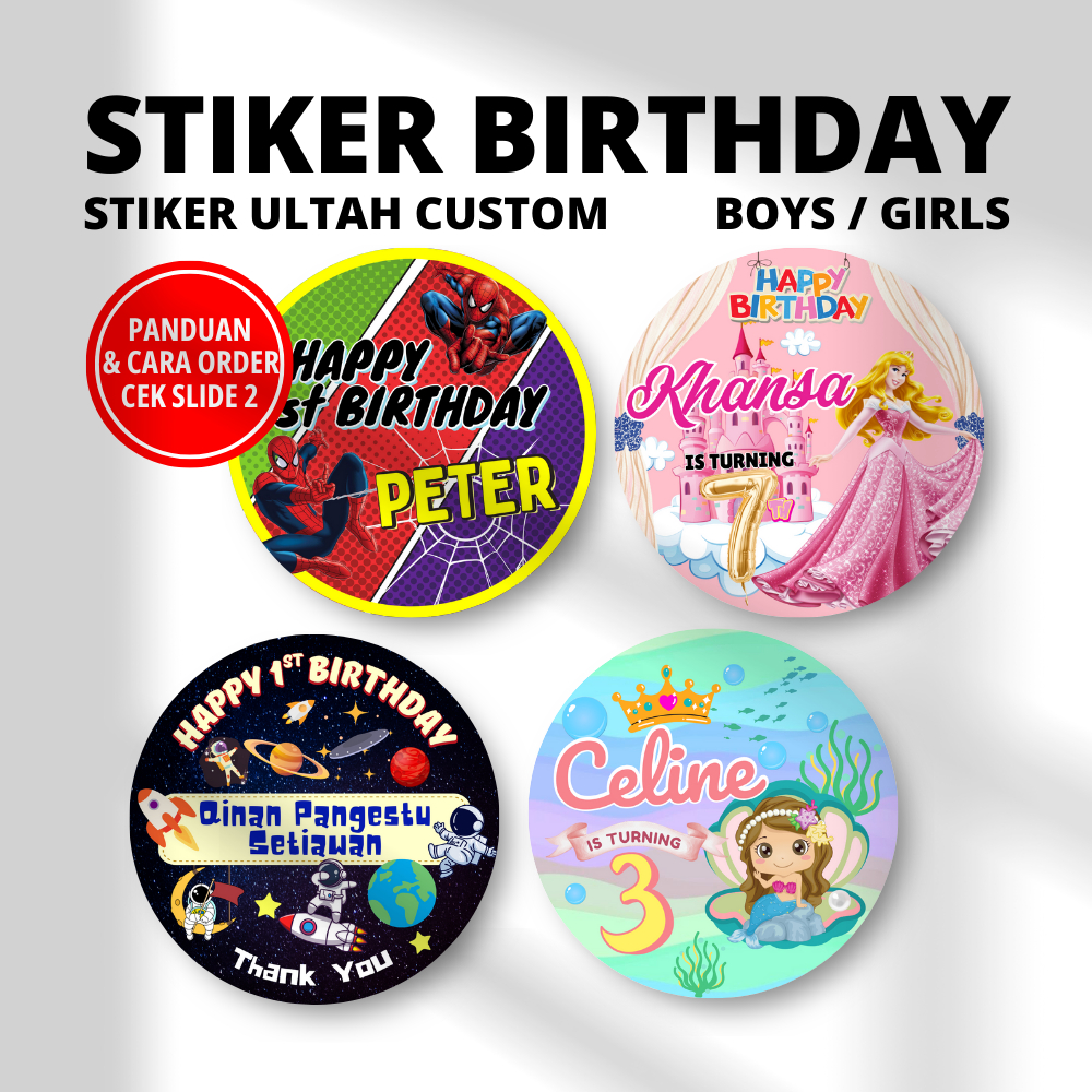 Jual STIKER BULAT ULANG TAHUN / BIRTHDAY / KIDS / BOYS / GIRLS (A3 ...