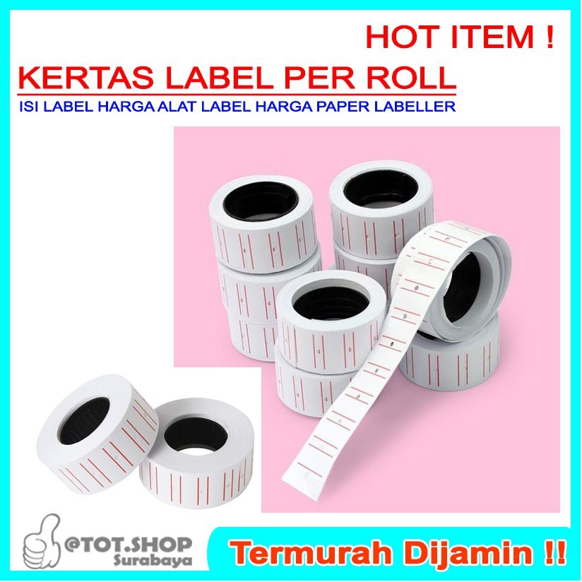 Jual [10 ROLL] 1 Baris / 2 Baris Reffil Isi Label Harga Alat Price 1 ...