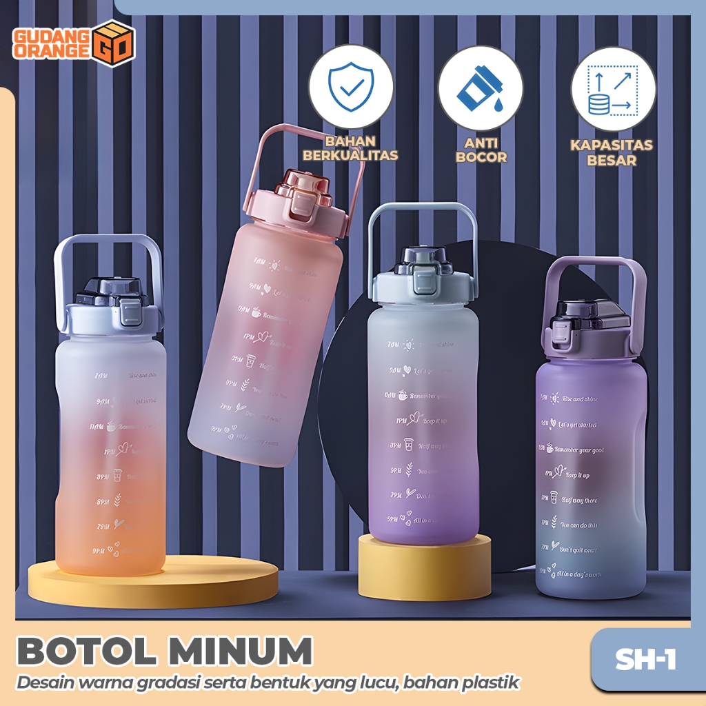 Jual GUDANG Botol Air Minum Motivasi 2 Liter Rainbow Botol Viral ...