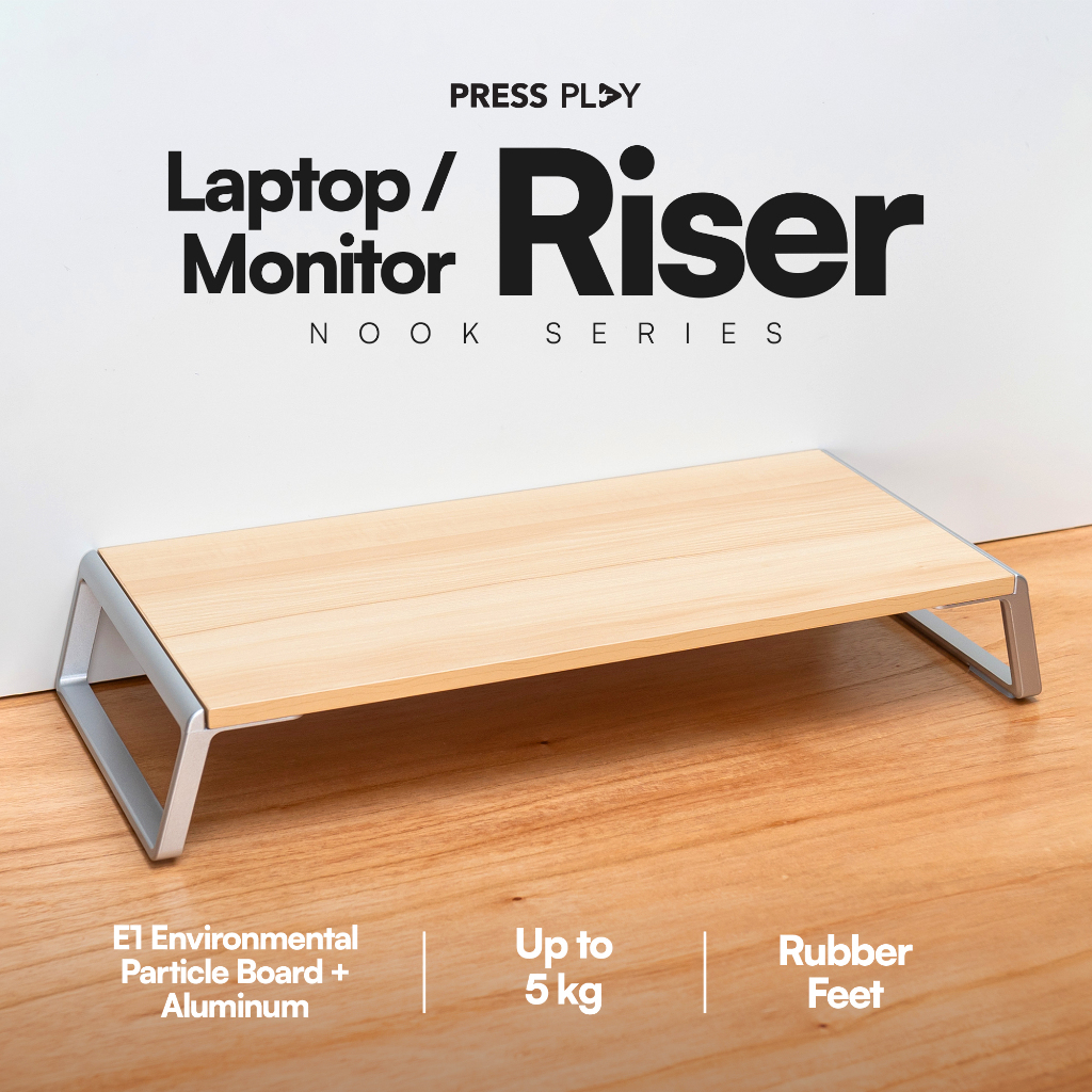 Jual NOOK LAPTOP MONITOR RISER Wooden Aluminum Stand | Shopee Indonesia