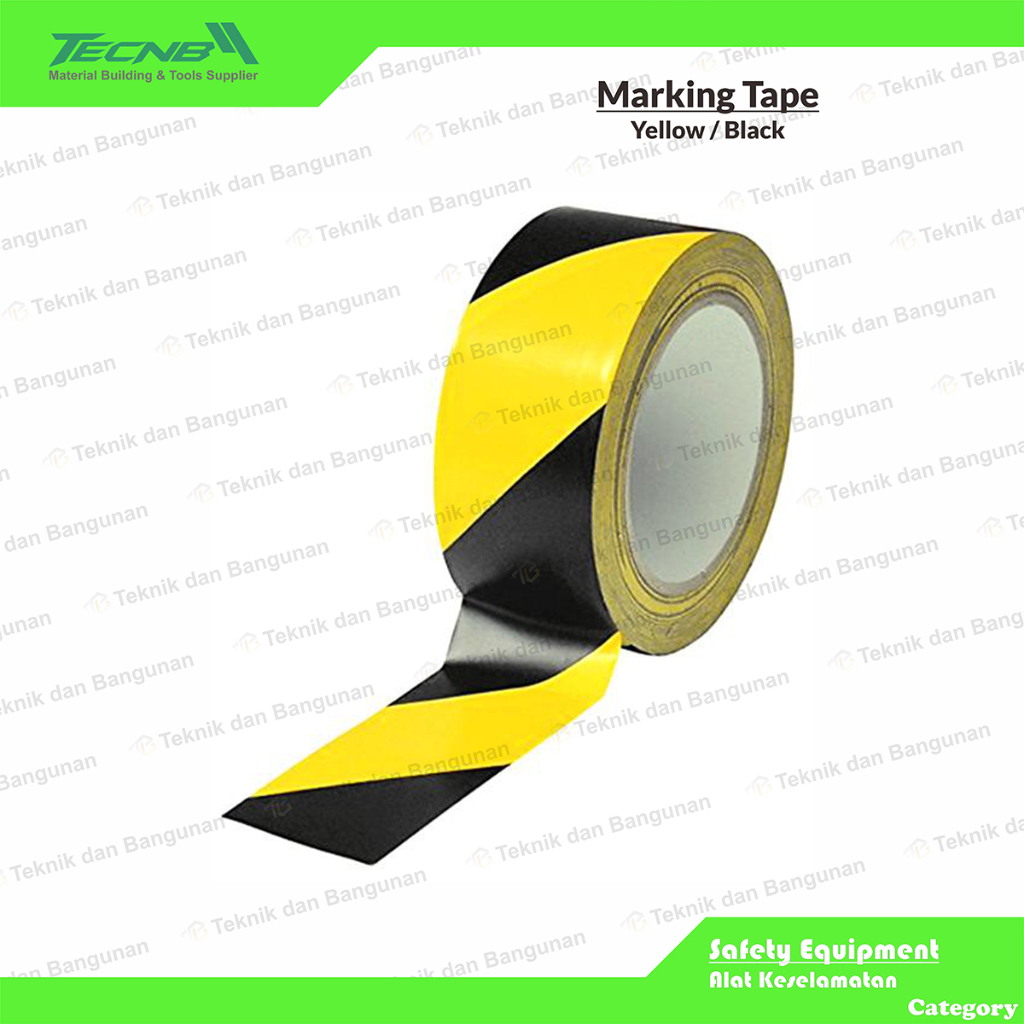 Jual Lakban Lantai Kuning Hitam Floor Marking Tape 2" inch x 32 Meter | Shopee Indonesia