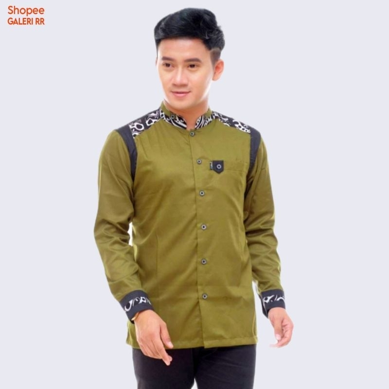 Jual Baju Muslim Pria Dewasa Lengan Panjang Motif Tanduk Rusa Kemeja ...