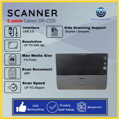 Jual Scanner Folio F4 Canon Dr-C125 Dengan Kecepatan Scan Hingga 25 PPM ...