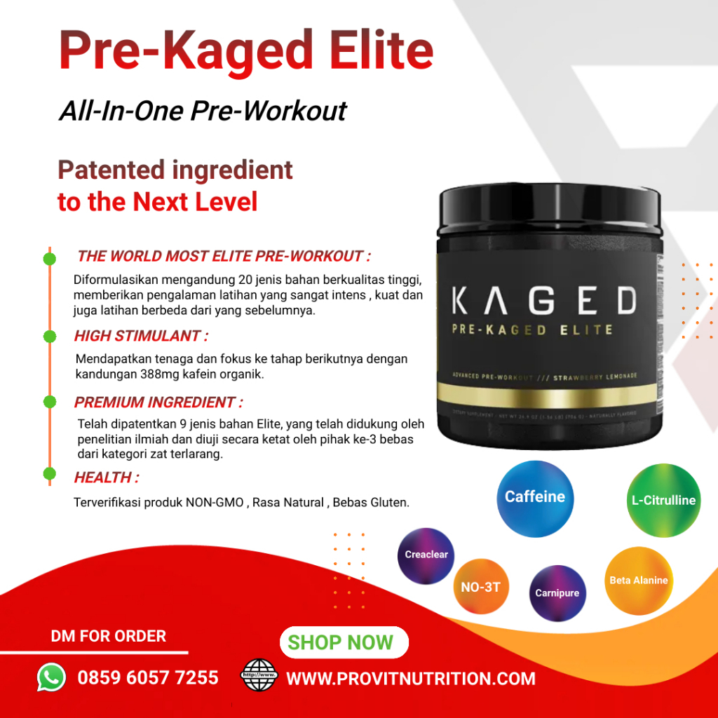 Jual Kaged - Pre Kaged Elite Pre Workout 20 x serving | Shopee Indonesia