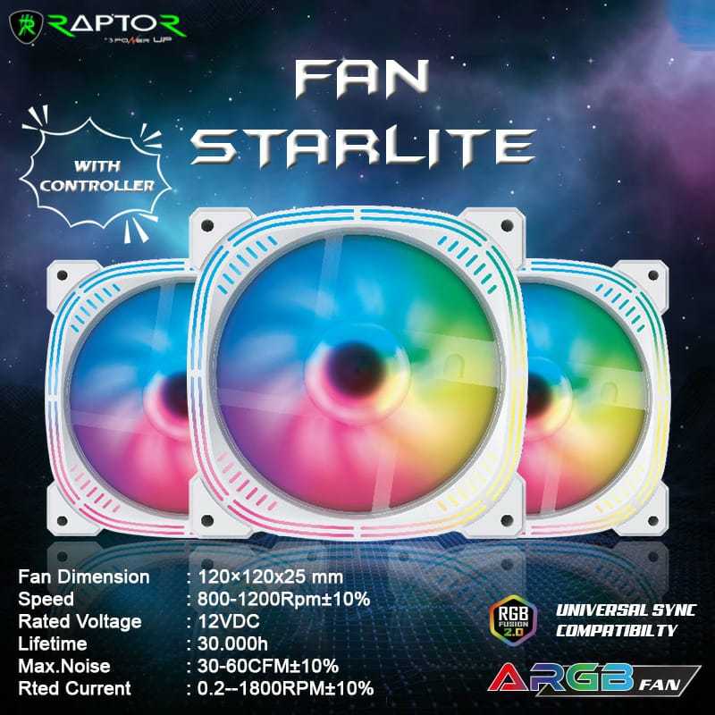 Jual PAKET 3 FAN Casing Gaming 12cm ARGB RAPTOR FAN STARLITE | Shopee ...