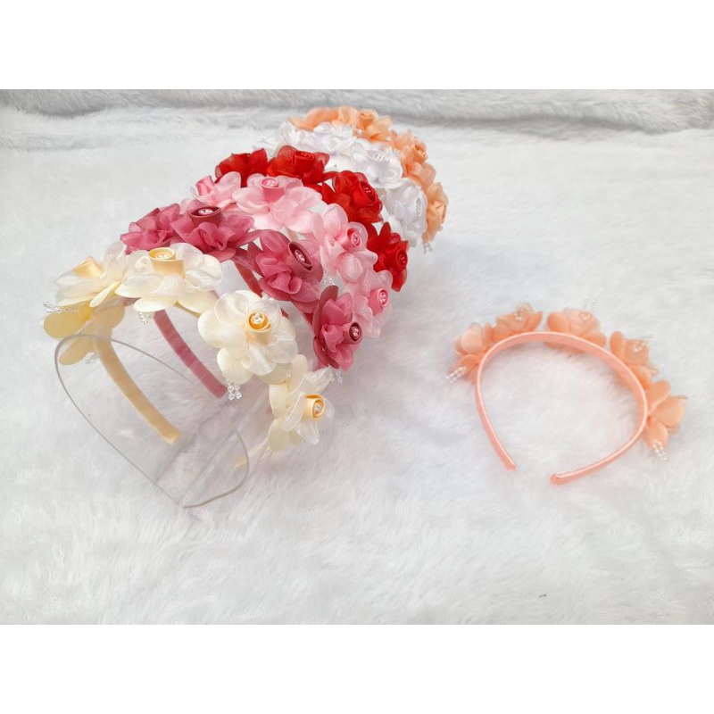 Jual Bando anak motif Bunga warna Putih bersih , cream , Pink muda ...