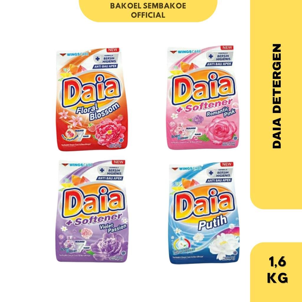 Jual DAIA DETERGEN KEMASAN 1.5 KG VARIAN RANDOM | Shopee Indonesia