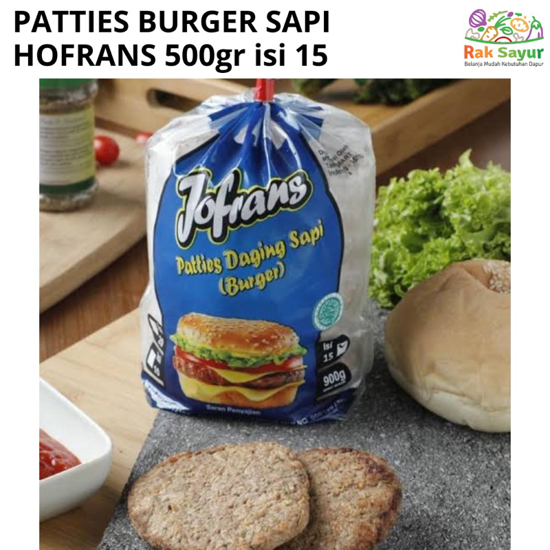 Jual Patties Burger Sapi Jofrans 500gr isi 15 buah Frozen food Rak ...