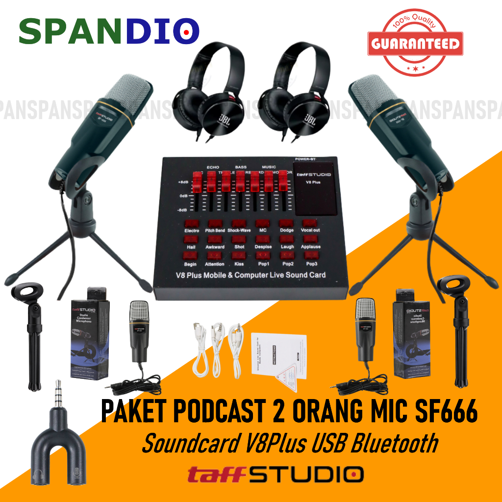 Jual PROMO PAKET PODCAST 2 Orang Mic Condenser Microphone SF 666 Mixer ...