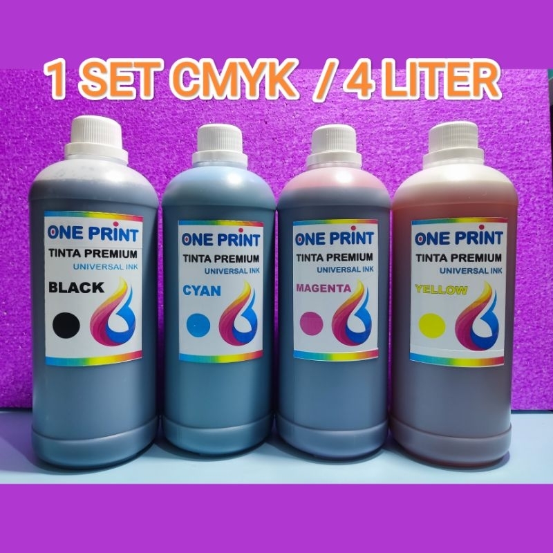 Jual ONE PRINT 1 SET CMYK / 4 liter tinta Refill Canon tinta printer 1 ...
