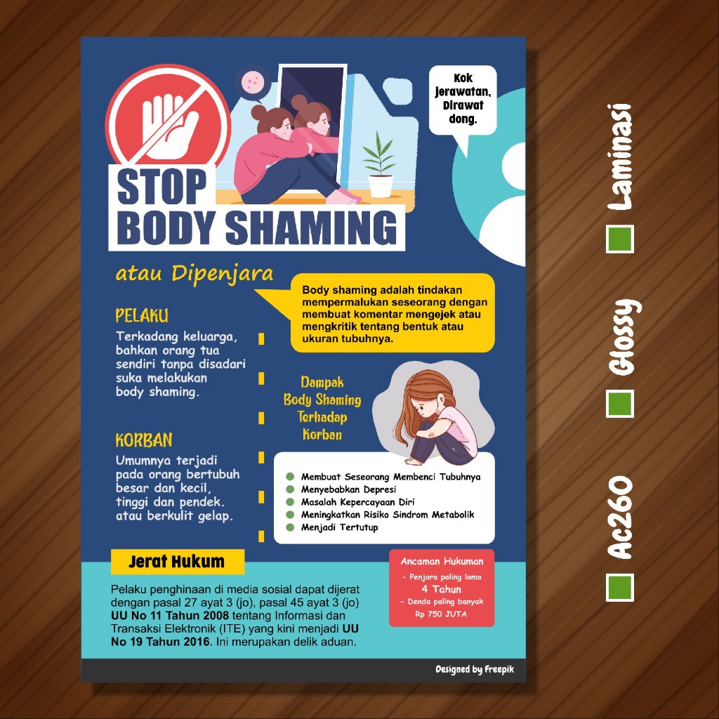 Jual Poster Stop Body Shaming, Poster Edukasi Laminasi Glossy A3 ...