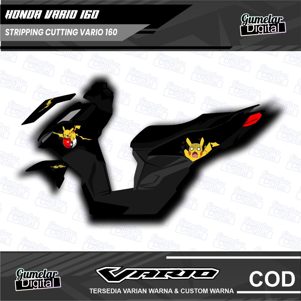 Jual STRIPING SIMPEL HONDA VARIO 160 PIKACHU POKEMON SUDAH DI CUTTING ...