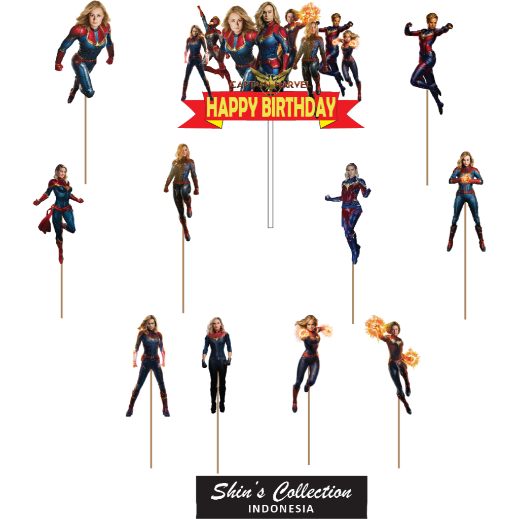 Jual Cake topper Captain Marvel movie solo isi 11 pcs | Shopee Indonesia
