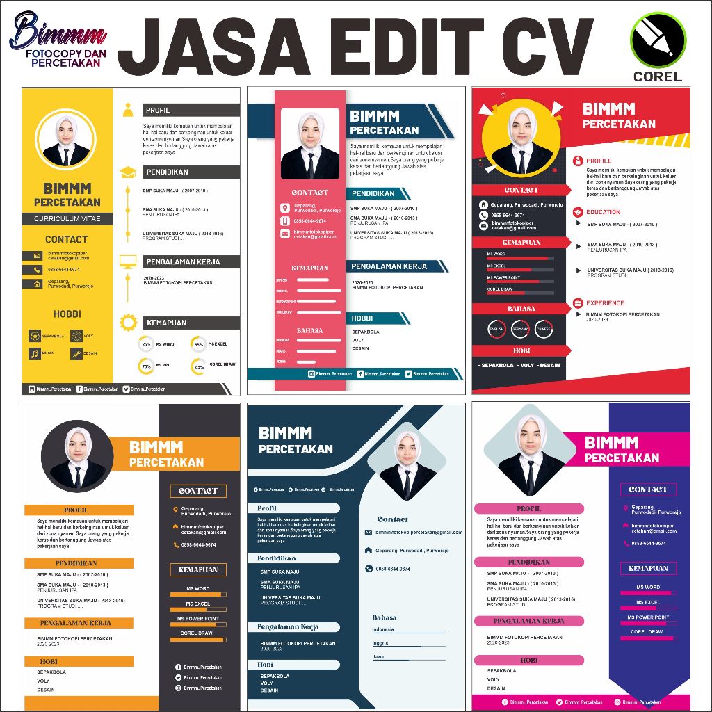 Jual Jasa Pembuatan CV , Desain CV , Curriculum Vitae , Custom CV , Design CV , Resume , Riwayat ...