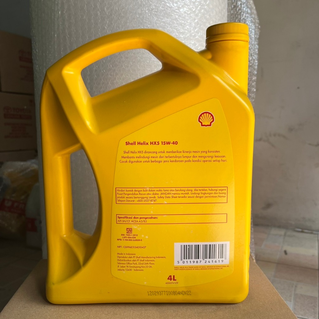 Jual OLI MESIN MOBIL SHELL HX5 15W-40 4L | OLI SHELL ORIGINAL BARCODE ...