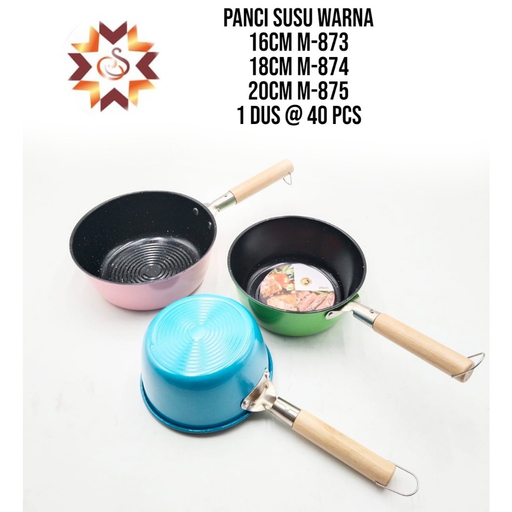 Jual Panci Susu Marble Gagang Kayu Anti Lengket/ Panci Mie / Milk Pot ...