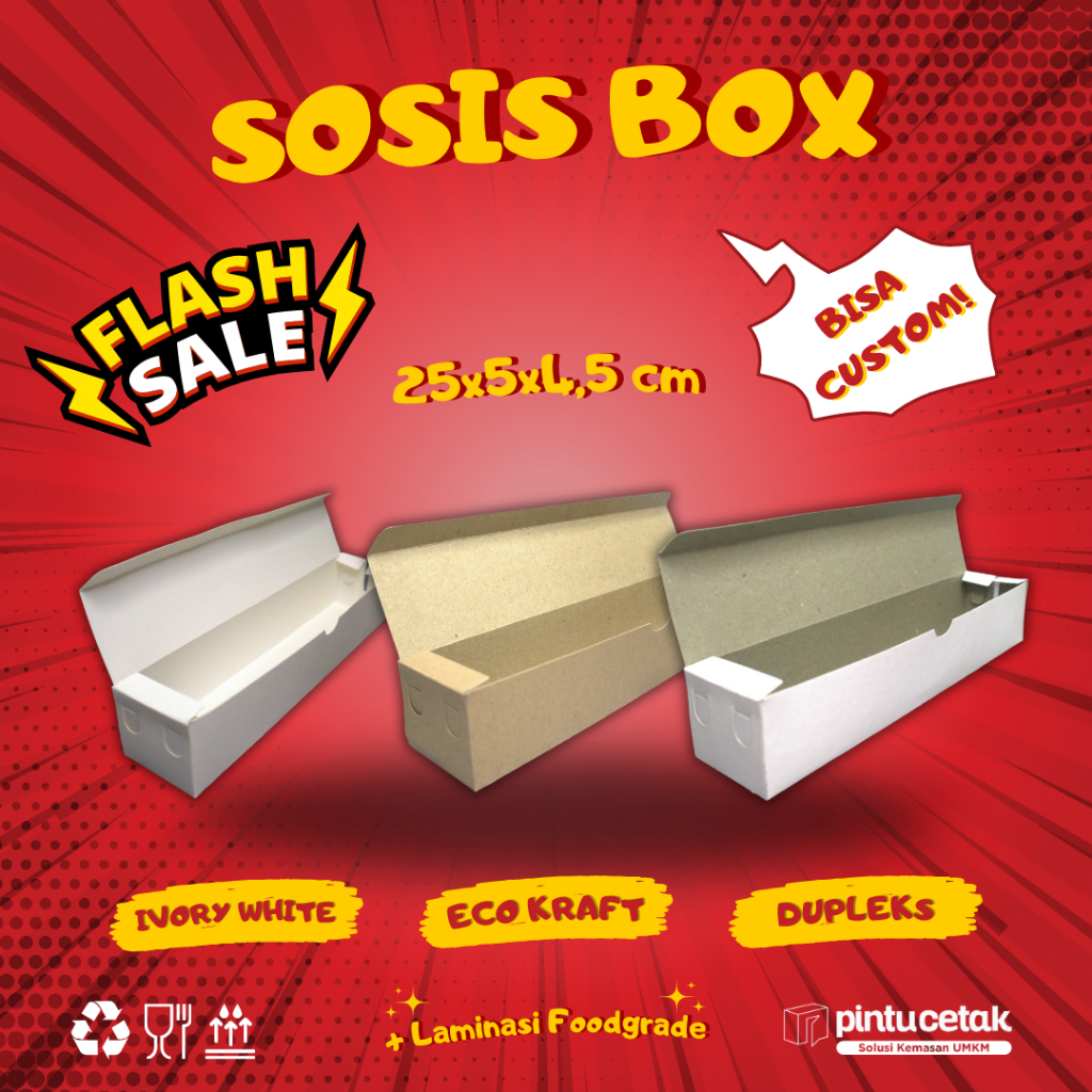 Jual CUSTOM DESIGN SOSIS BOX Makanan Paper Kraft, MIN ORDER 1000 PCS ...