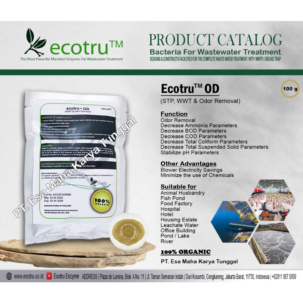 Jual Bakteri ECOTRU OD - Menurunkan Ammoniak, COD, BOD, Total Coliform ...