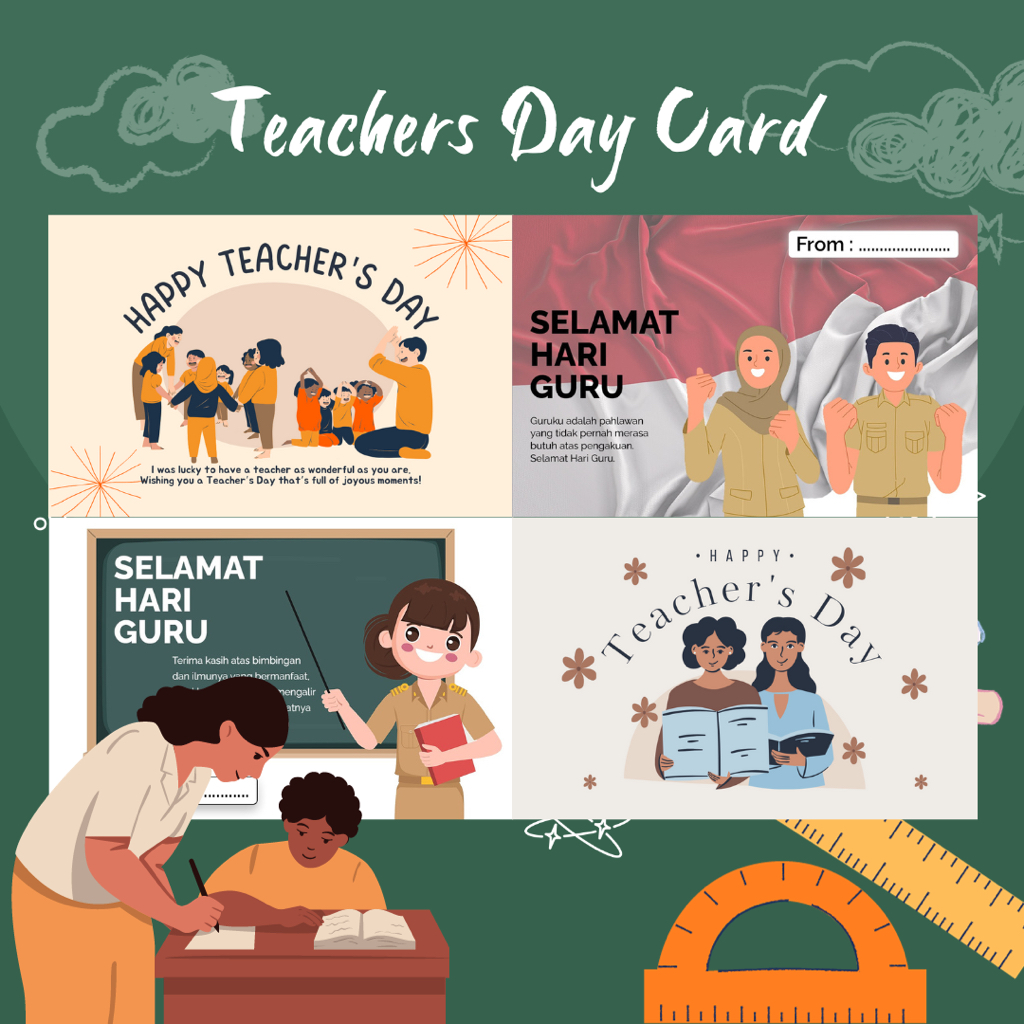 Jual Greeting Card HARI GURU Nasional / Gift Card Kartu Ucapan Teachers Day / Aesthetic Kartu ...