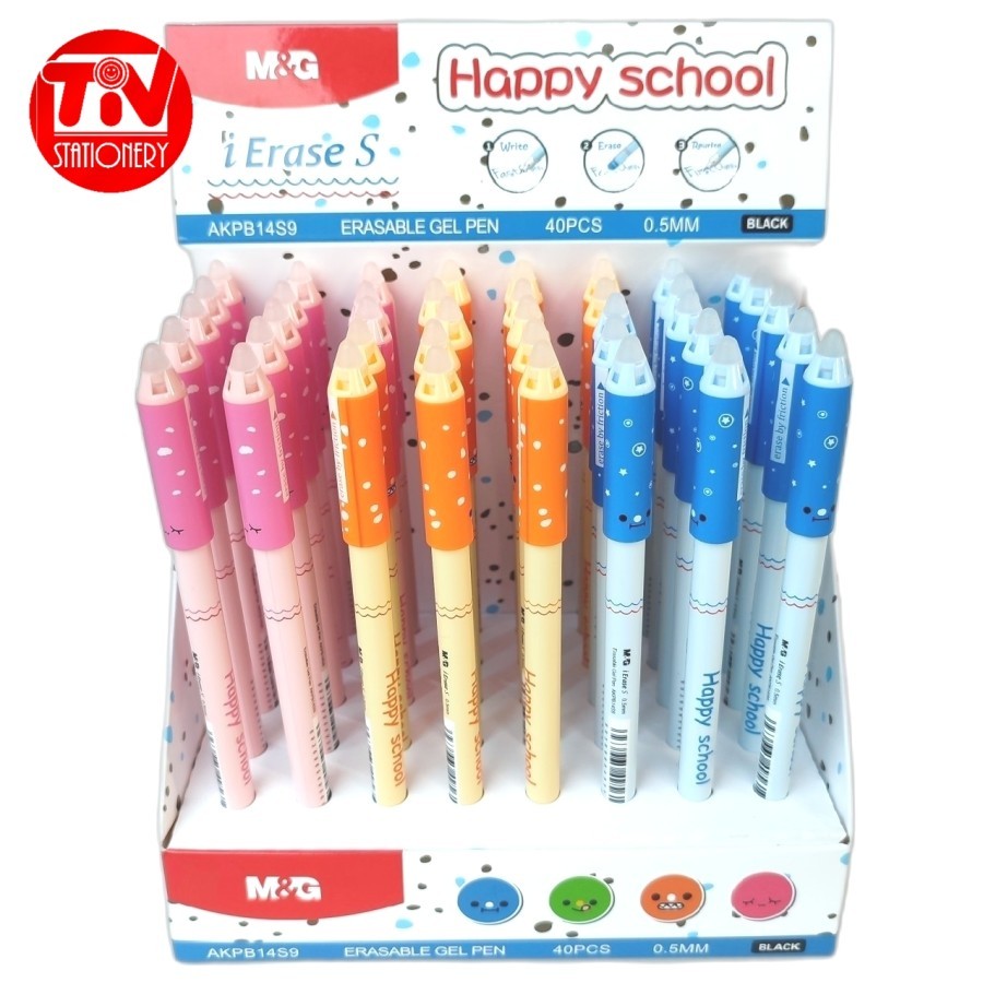 Jual Erasable Pen M&G iErase Happy School 0.5mm Black Ink (Bisa Dihapus ...