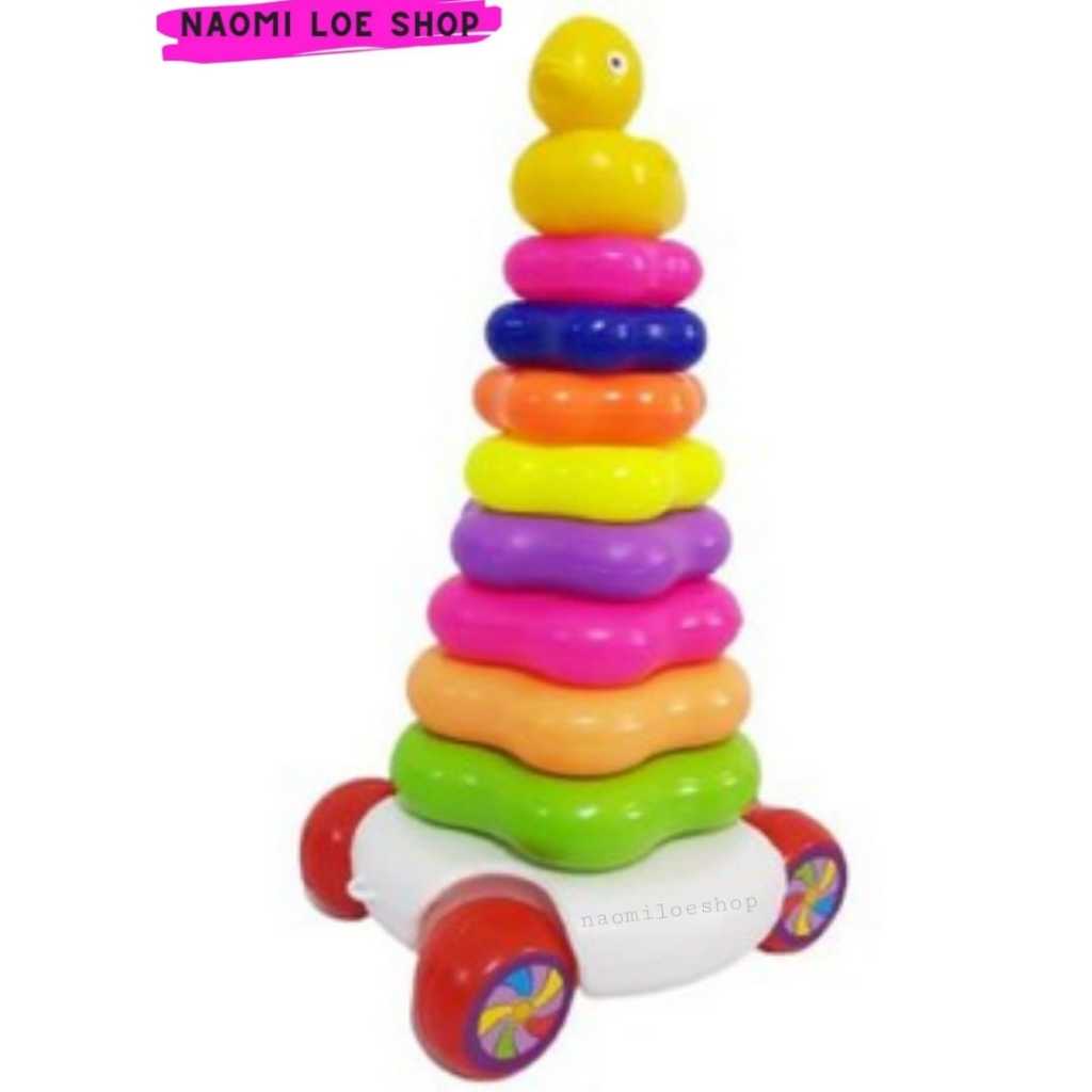 Jual Mainan anak ring donat roda 10 susun murah ring donut ring bebek ...