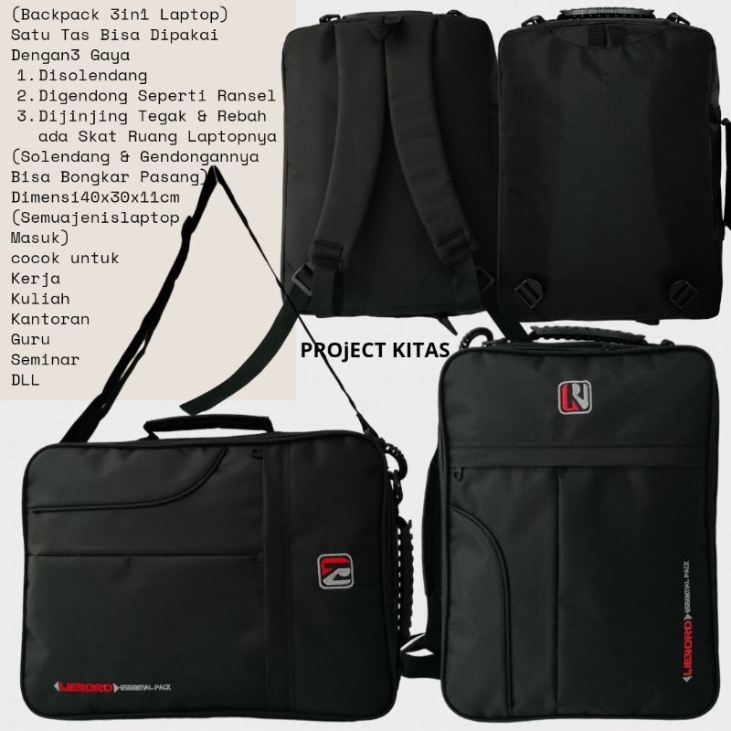 Jual Tas Ransel Backpack Laptop 3 in 1/ Dokumen Map Tas Laptop Pria ...