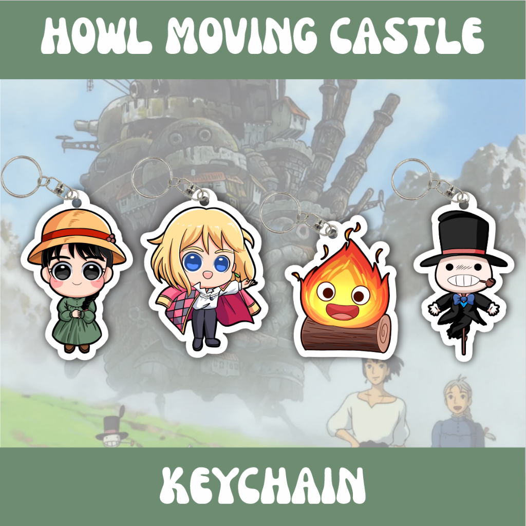 Jual (2 SISI) GANTUNGAN KUNCI HOWL MOVING CASTLE | AKRILIK 3MM | GHIBLI ...