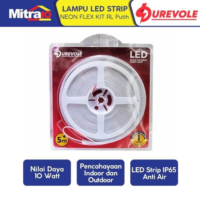 Jual Durevole Lampu Led Strip Fleksibel Neon Flex Kit Rl6x12MM 5 Meter ...