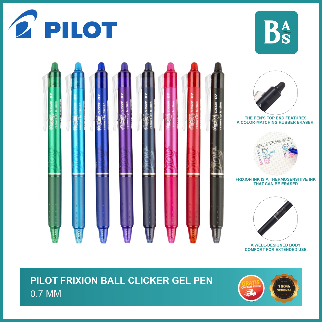 Jual Pilot Frixion Ball Clicker Gel Pen - 0.5mm & 0.7 mm | Shopee Indonesia