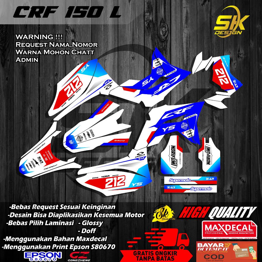 Jual DC 507 DECAL STICKER FULLBODY MOTOR HONDA CRF 150 L PUTIH BIRU VARIASI DESAIN BEBAS REQUEST ...
