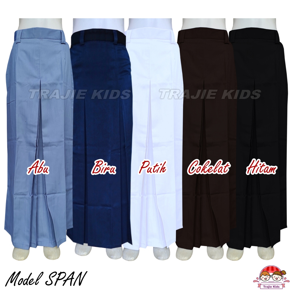 Jual ROK seragam Sekolah SPAN BELAH TENGAH (Biru Belah 2) Putih Hitam ...