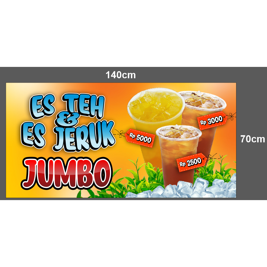 Jual banner custom es teh es jeruk ukuran 140cm x 70cm | Shopee Indonesia