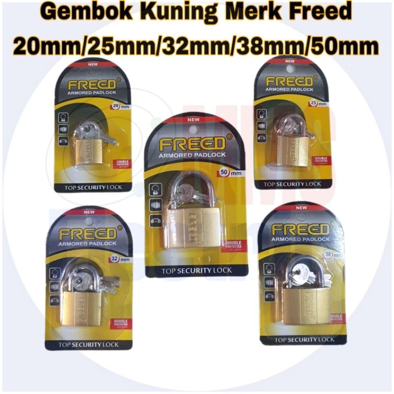 Jual Gembok Kuning 20mm/25mm/32mm/38mm/50mm merk Freed | Shopee Indonesia