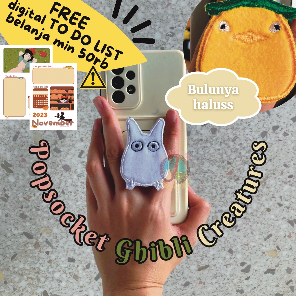Jual POPSOCKET BORDIR GHIBLI bulu halus karakter kaonashi totoro ...