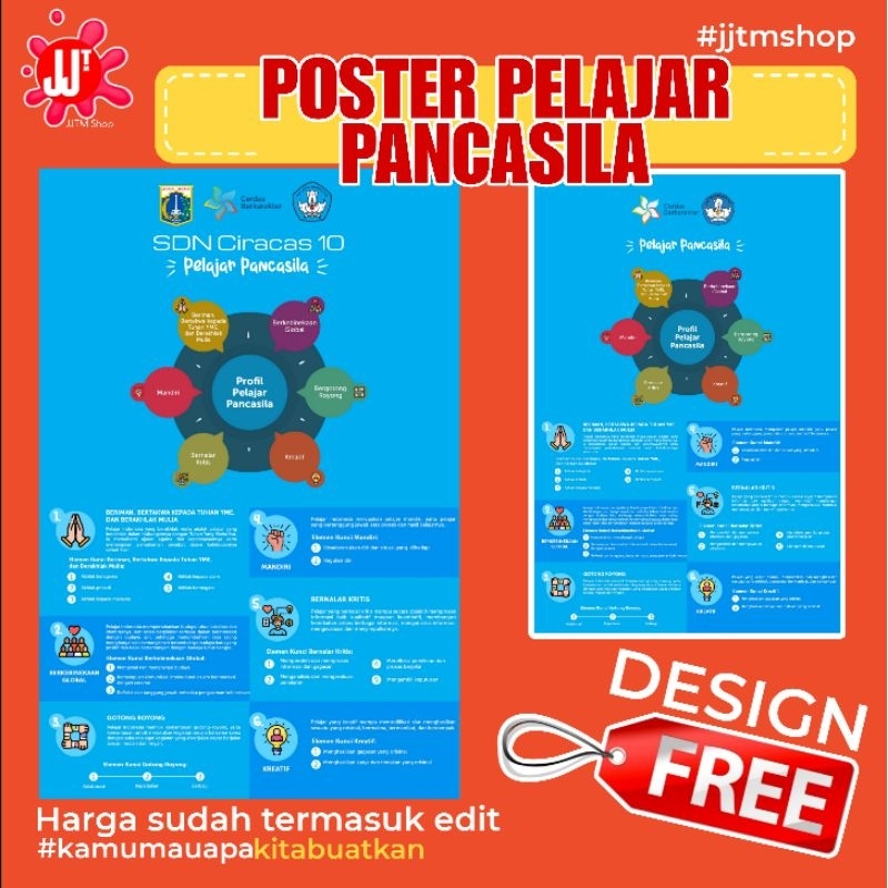 Jual Poster Profil Pelajar Pancasila | Nama Sekolah Sesuai Permintaan | Shopee Indonesia