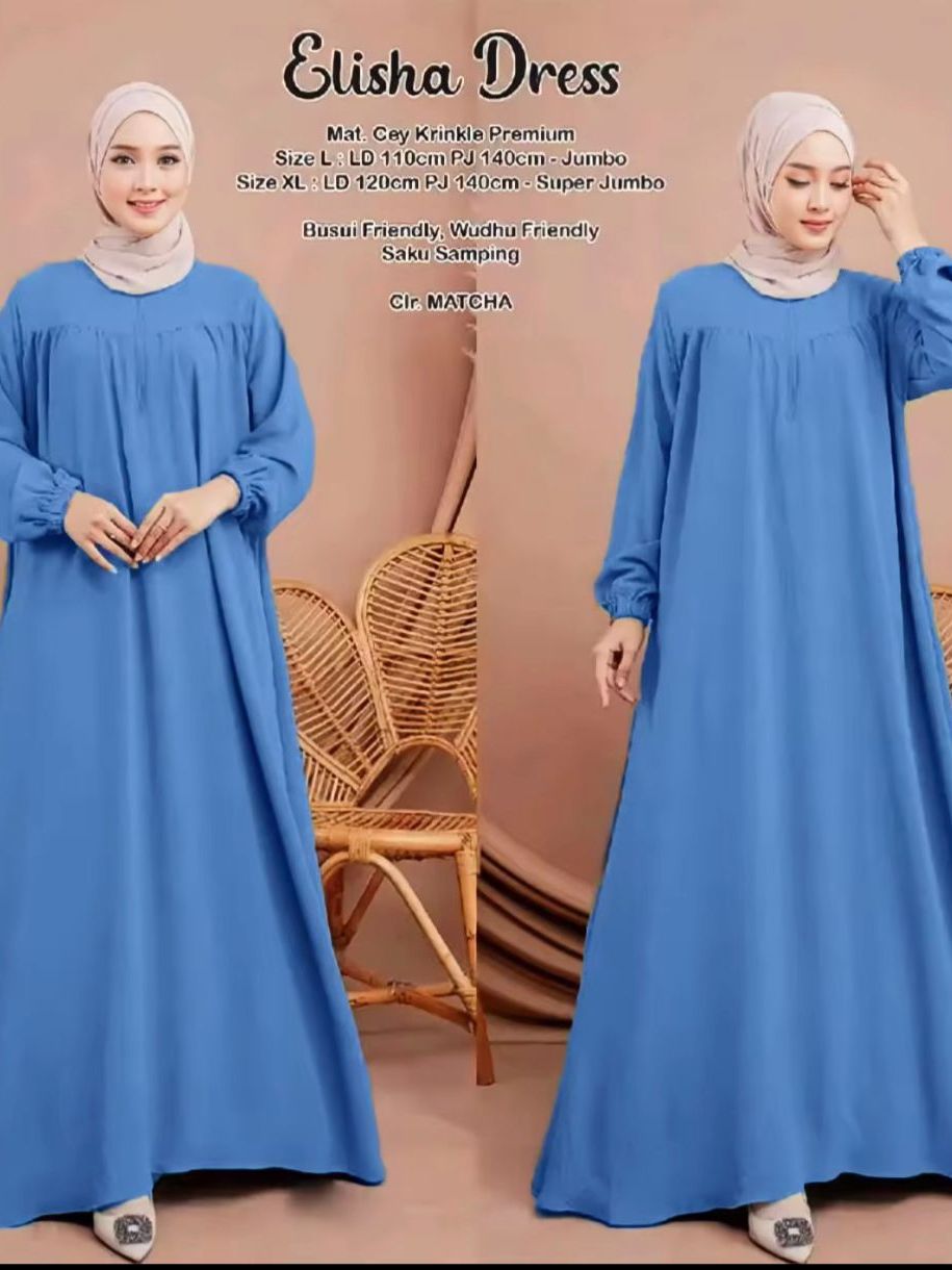 Jual Others Baju Gamis Wanita Terbaru Elisha Maxi Dress Busui Friendly Bahan Crinkle Airflow ...