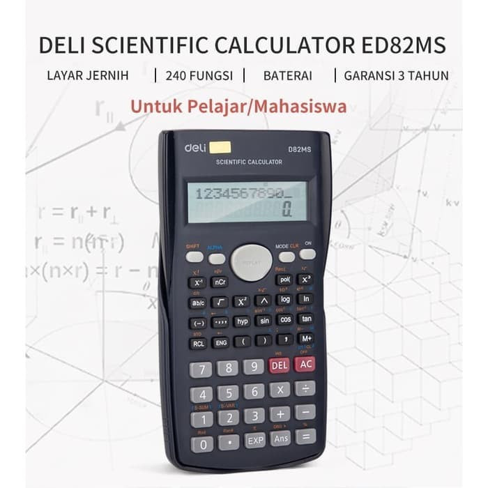 Jual Kalkulator Ilmiah DELI Scientific Calculator D 82MS Sliding Cover ...
