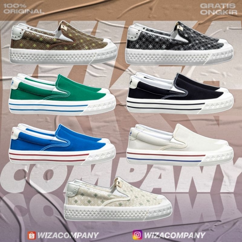 Jual (ORIGINAL) Sepatu Compass Retrograde Slip On Kawung Black White ...